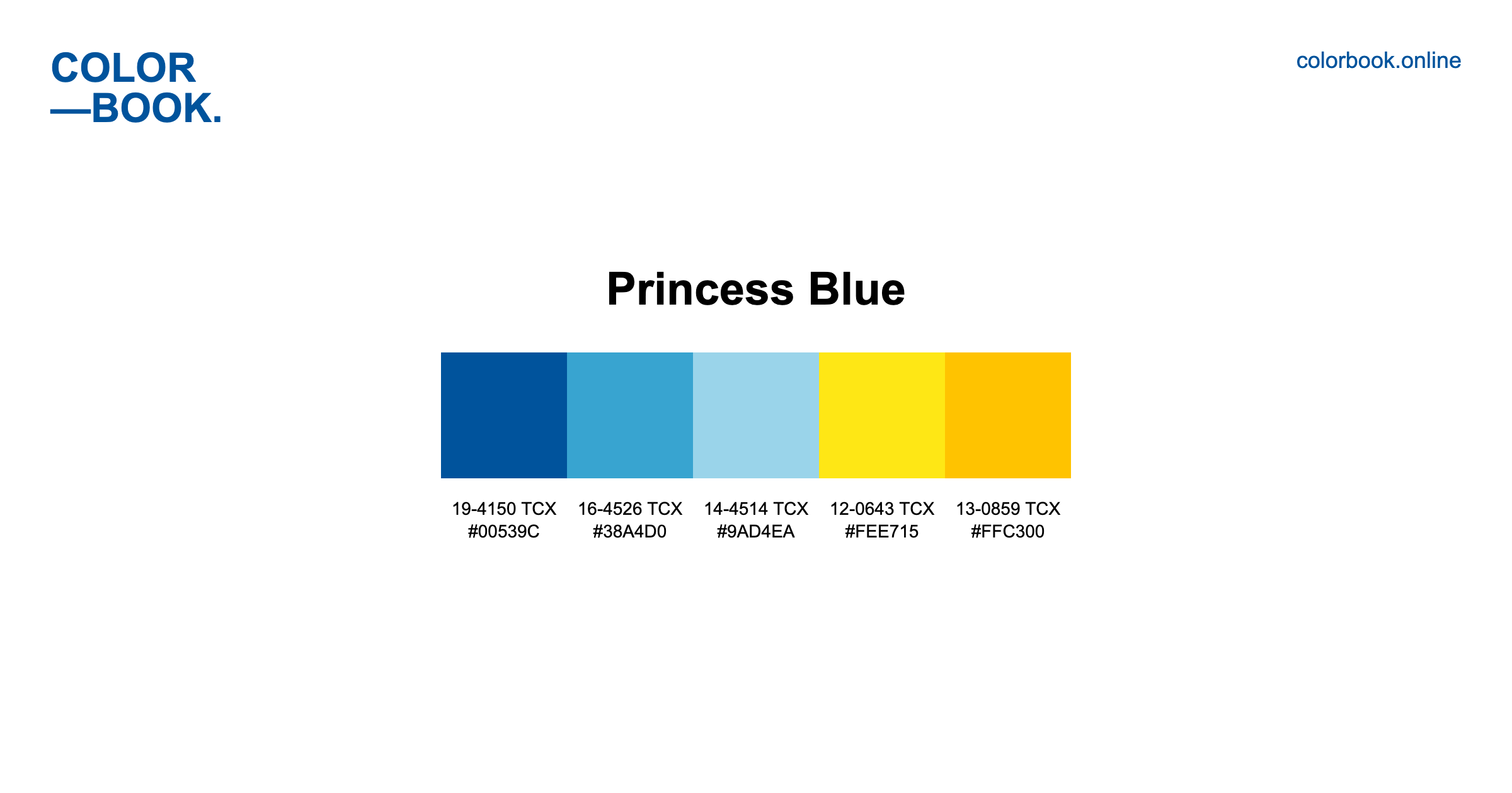 Princess Blue Color Palette - 5 Pantone TCX Colors | Diverse Design Scheme