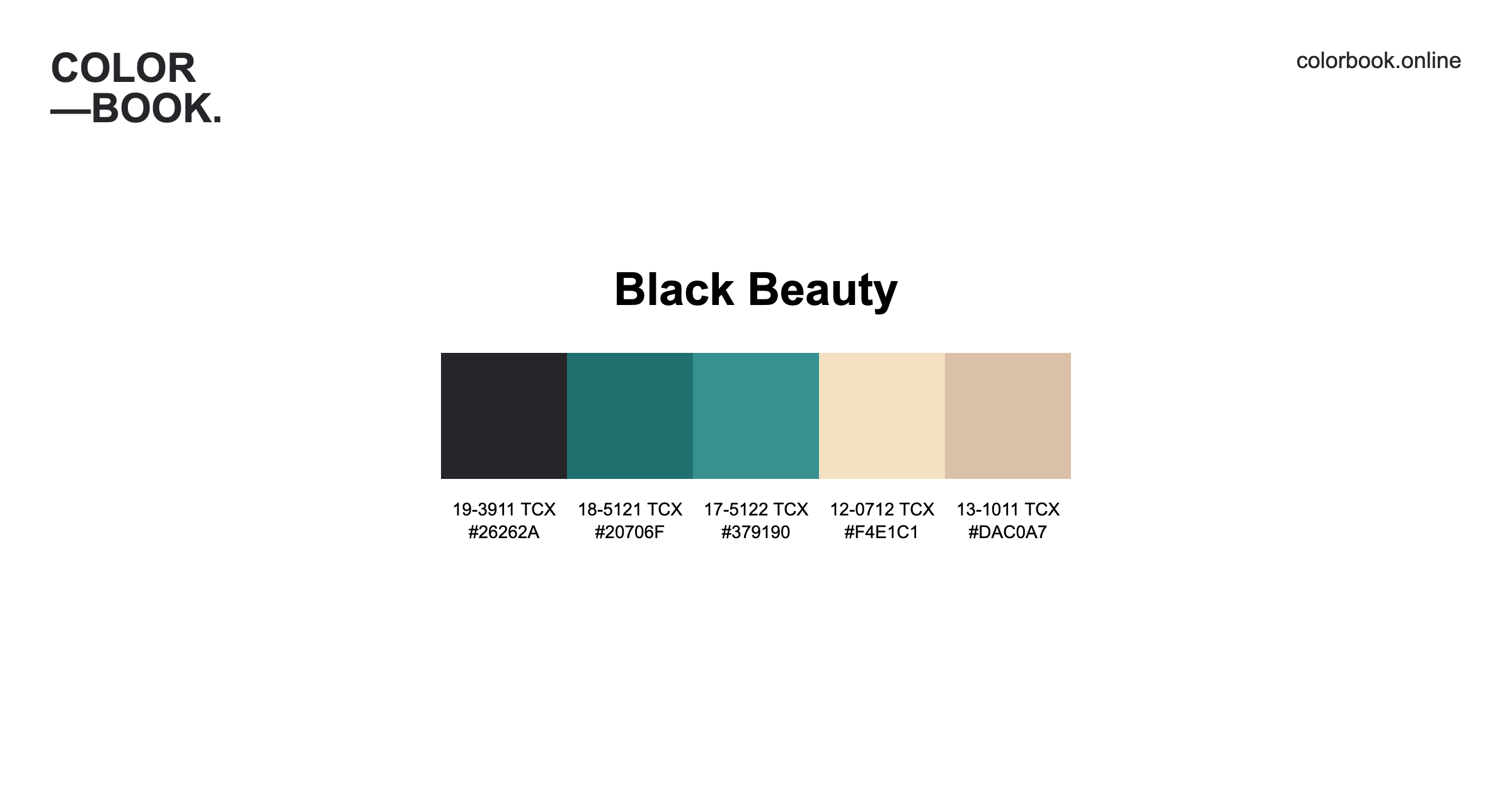 Black Beauty Color Palette - 5 Pantone TCX Colors | Diverse Design Scheme