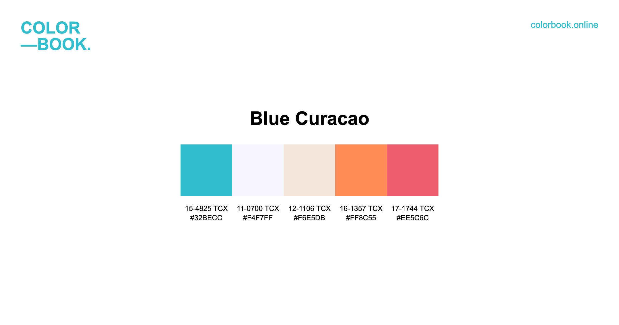 Blue Curacao Color Palette - 5 Pantone TCX Colors | Diverse Design Scheme