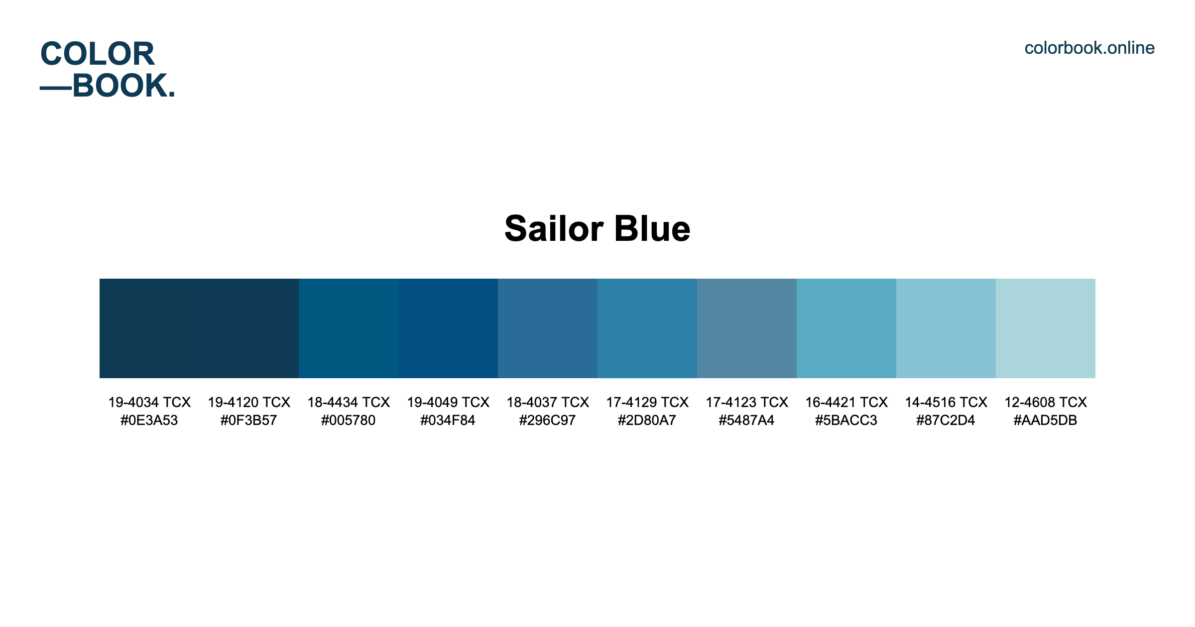 Sailor Blue Color Palette - 10 Pantone TCX Colors | Analogous Design Scheme