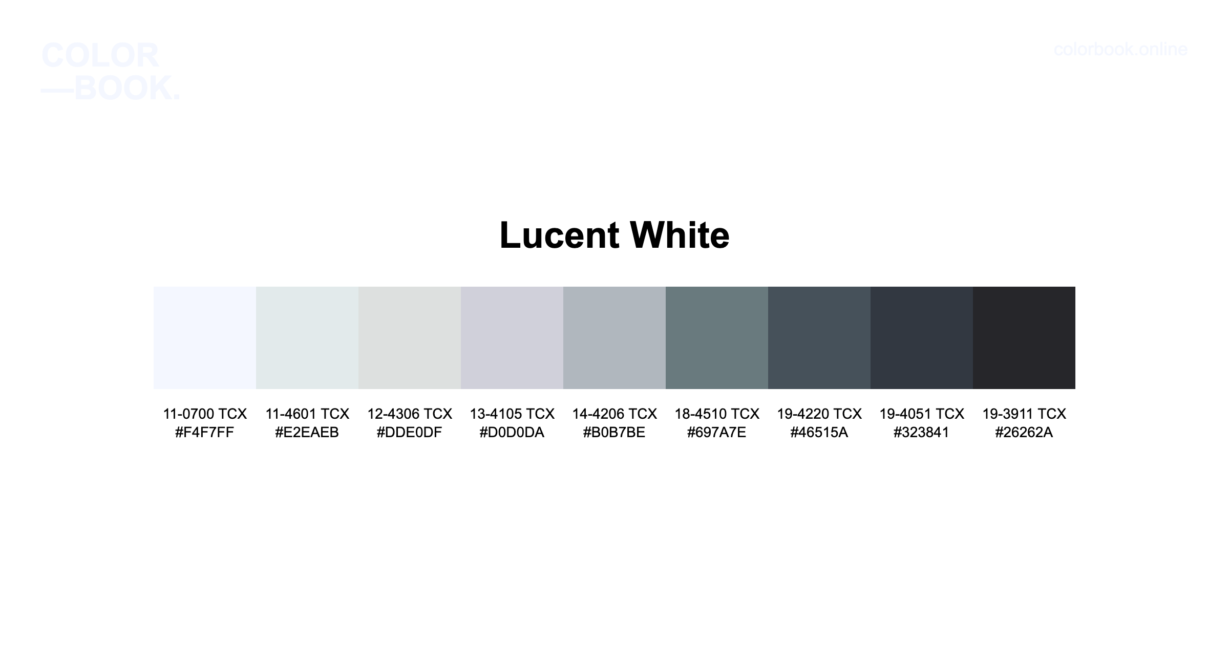 Lucent White Color Palette - 9 Pantone TCX Colors | Diverse Design Scheme