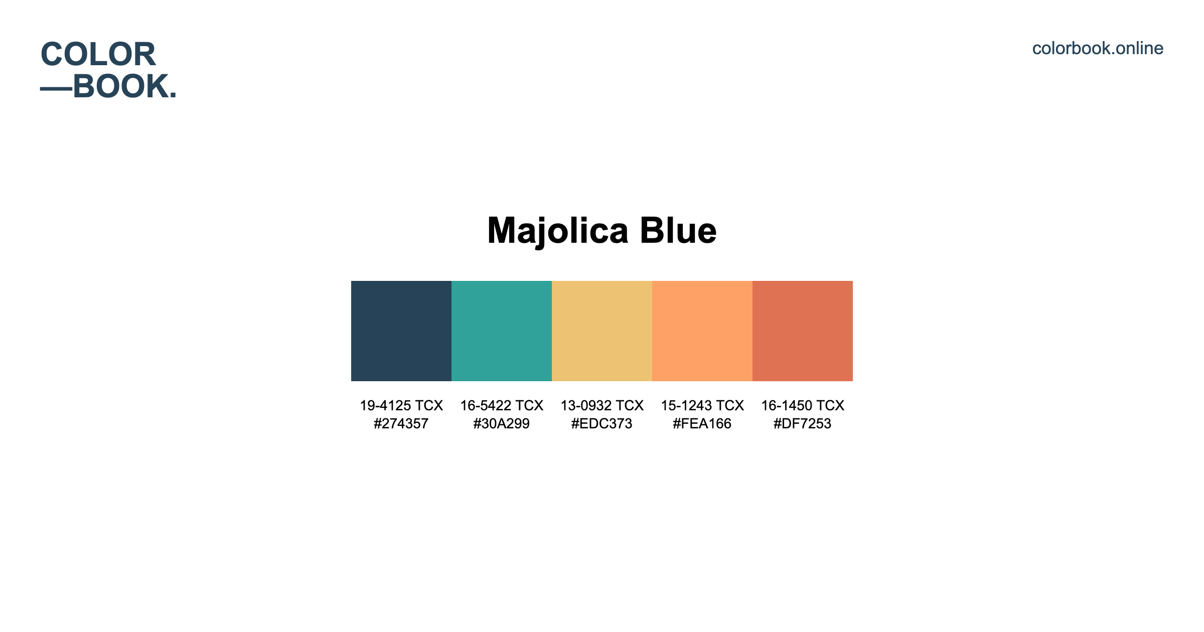 Majolica Blue Color Palette - 5 Pantone TCX Colors | Diverse Design Scheme