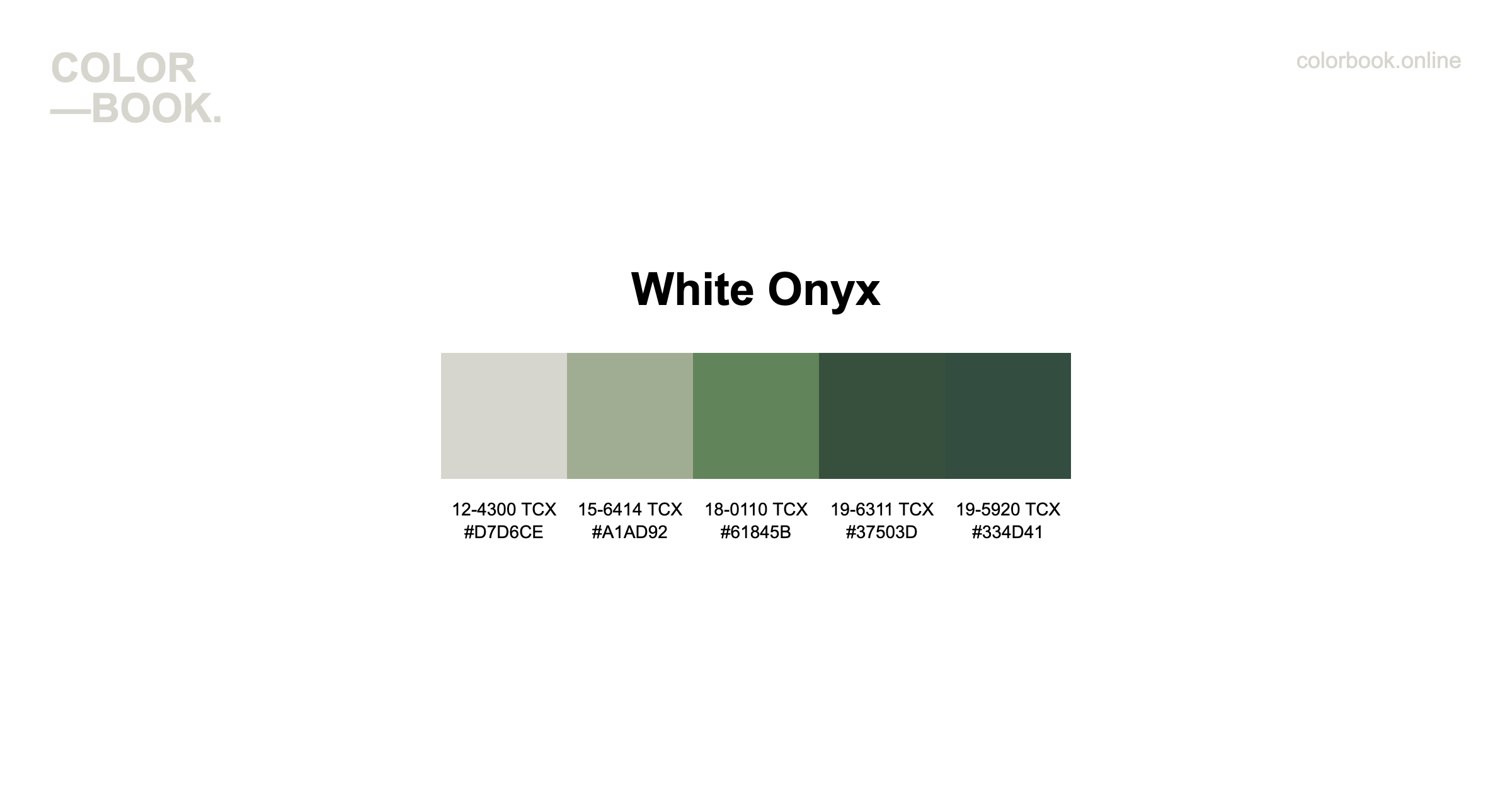 White Onyx Color Palette - 5 Pantone TCX Colors | Diverse Design Scheme