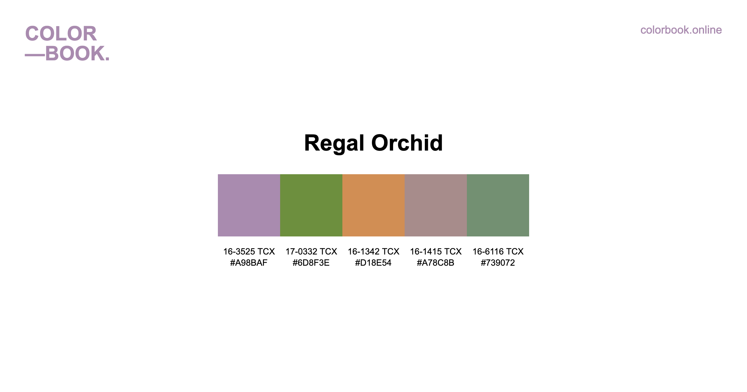 Regal Orchid Color Palette - 5 Pantone TCX Colors | Diverse Design Scheme