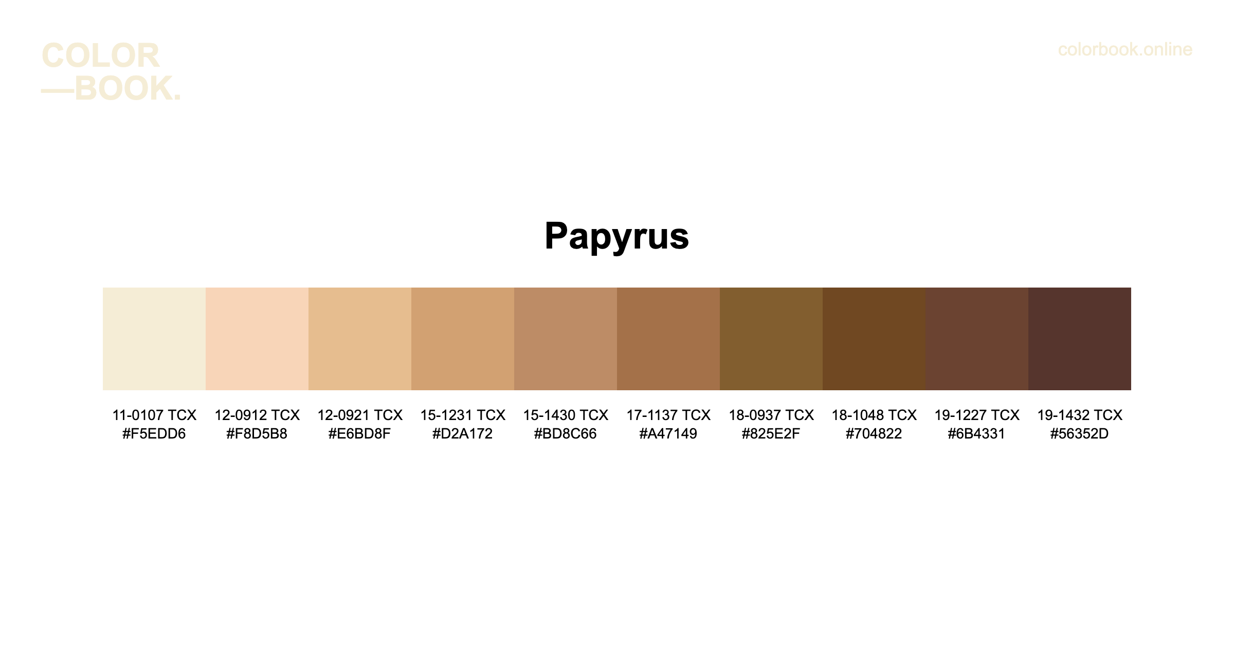 Papyrus Color Palette - 10 Pantone TCX Colors | Analogous Design Scheme